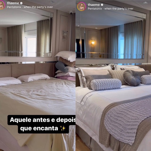 Thaeme Mariôto compartilha resultado final do seu quarto e brinca sobre