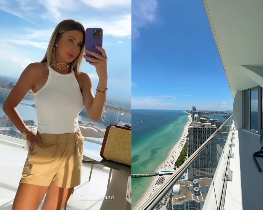Ana Paula Siebert exibe vista de apartamento de frente para o mar em Miami