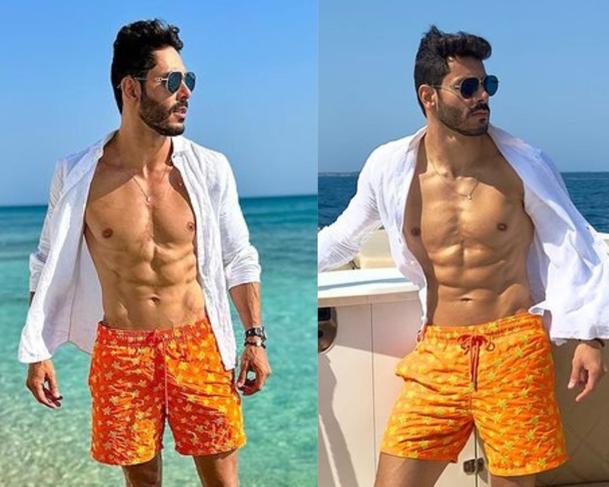 Rodolffo faz passeio de lancha por águas cristalinas do mar na Colômbia