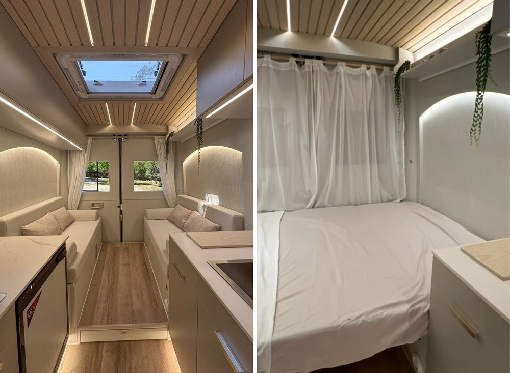Casal transforma van simples em casa luxuosa completa sobre rodas