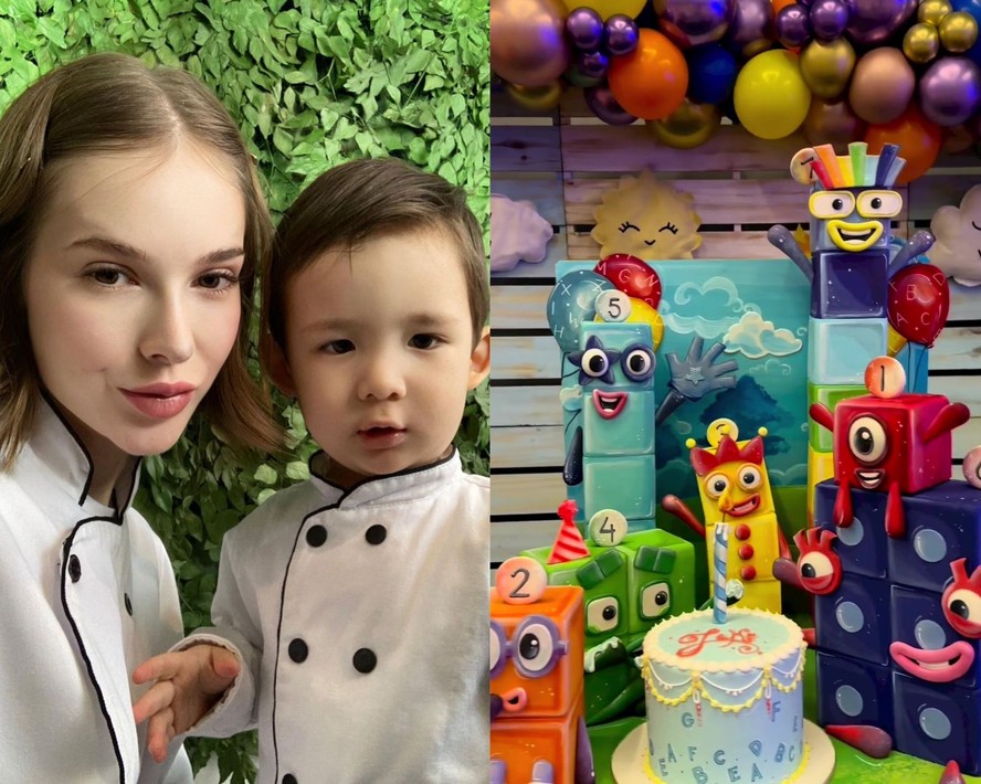 Sammy mostra decoração temática da festa de aniversário do filho Jake