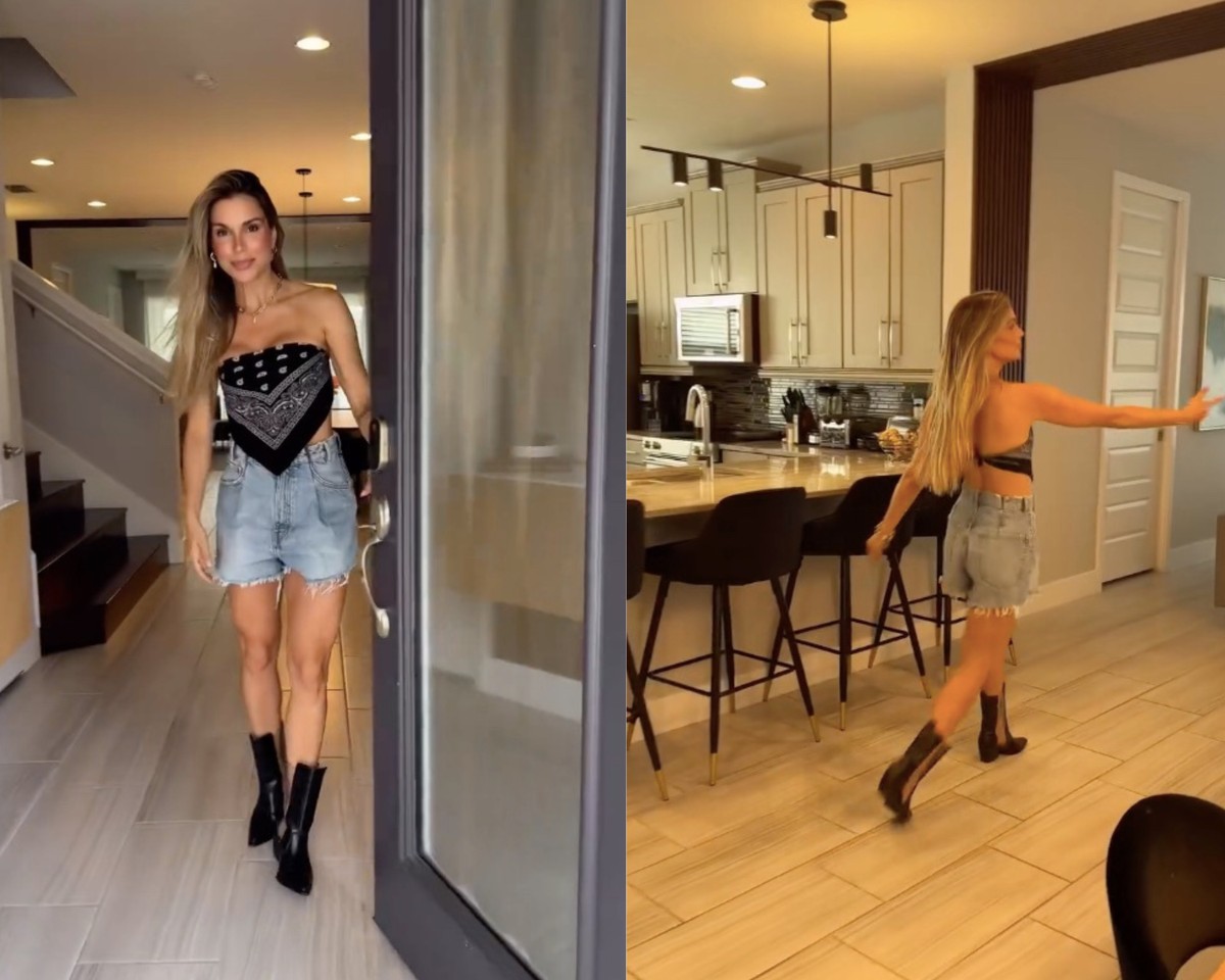 Flávia Viana faz tour por mansão onde está hospedada em Orlando