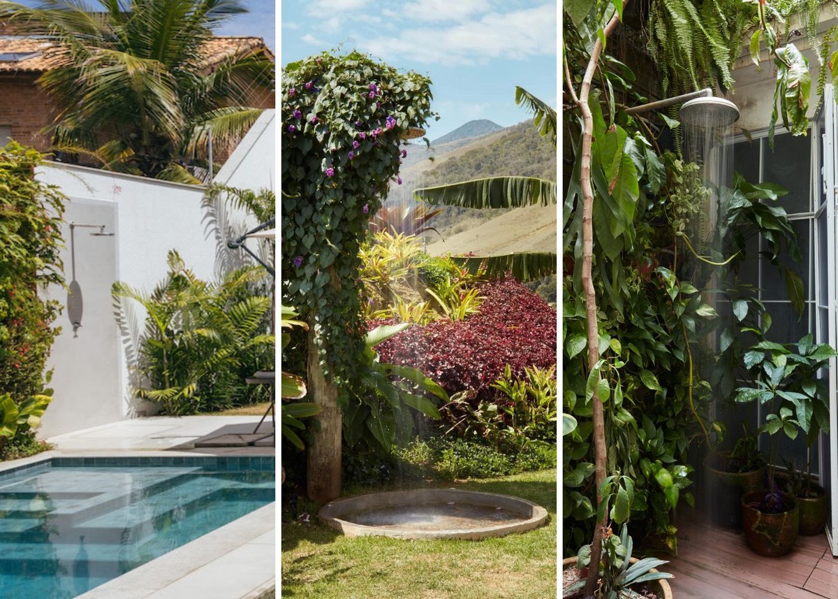 Ducha na área externa: como incorporar e 10 ideias com chuveirão