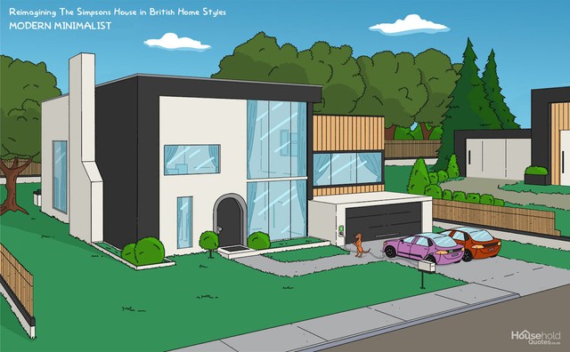 A casa dos Simpsons reimaginada em 8 estilos arquitetônicos diferentes