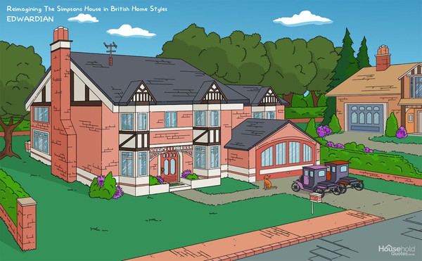 A casa dos Simpsons reimaginada em 8 estilos arquitetônicos diferentes ...