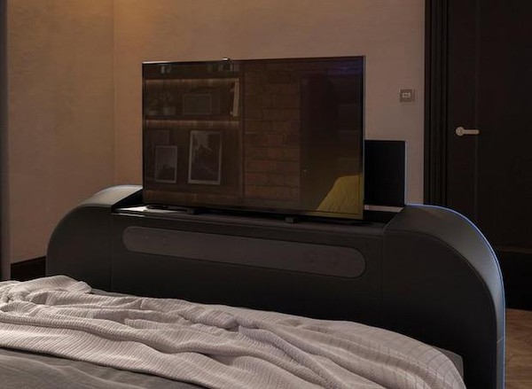 Cama para gamer vem com TV embutida, espaço para consoles e luz de LED