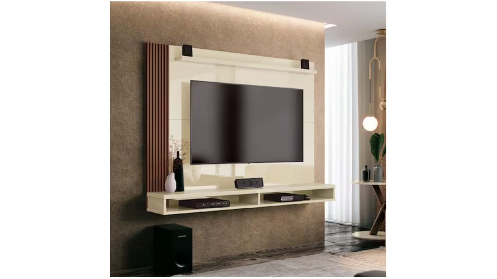 Painel para TV com prateleira: 5 modelos para diversas opções de ...
