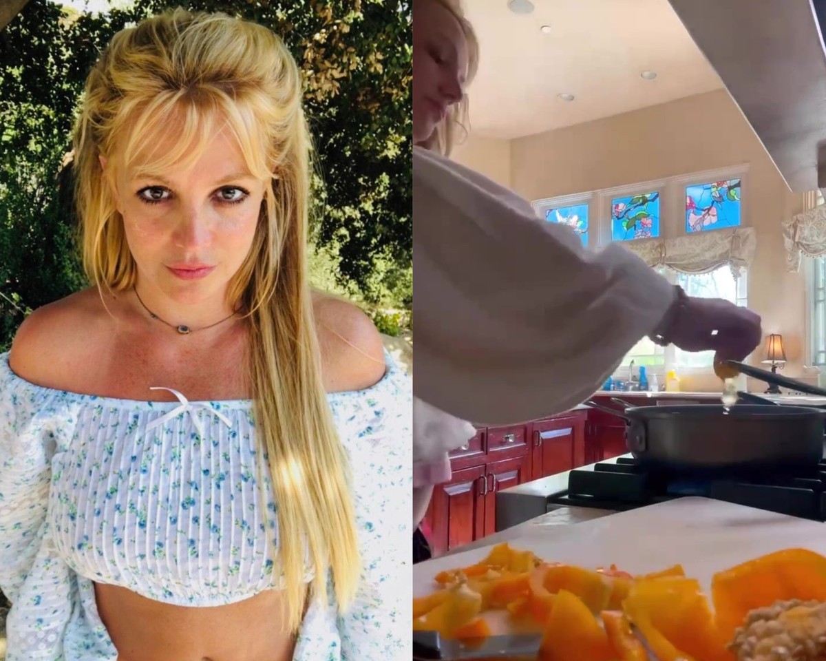 Britney Spears publica vídeo fazendo omelete na cozinha da sua casa