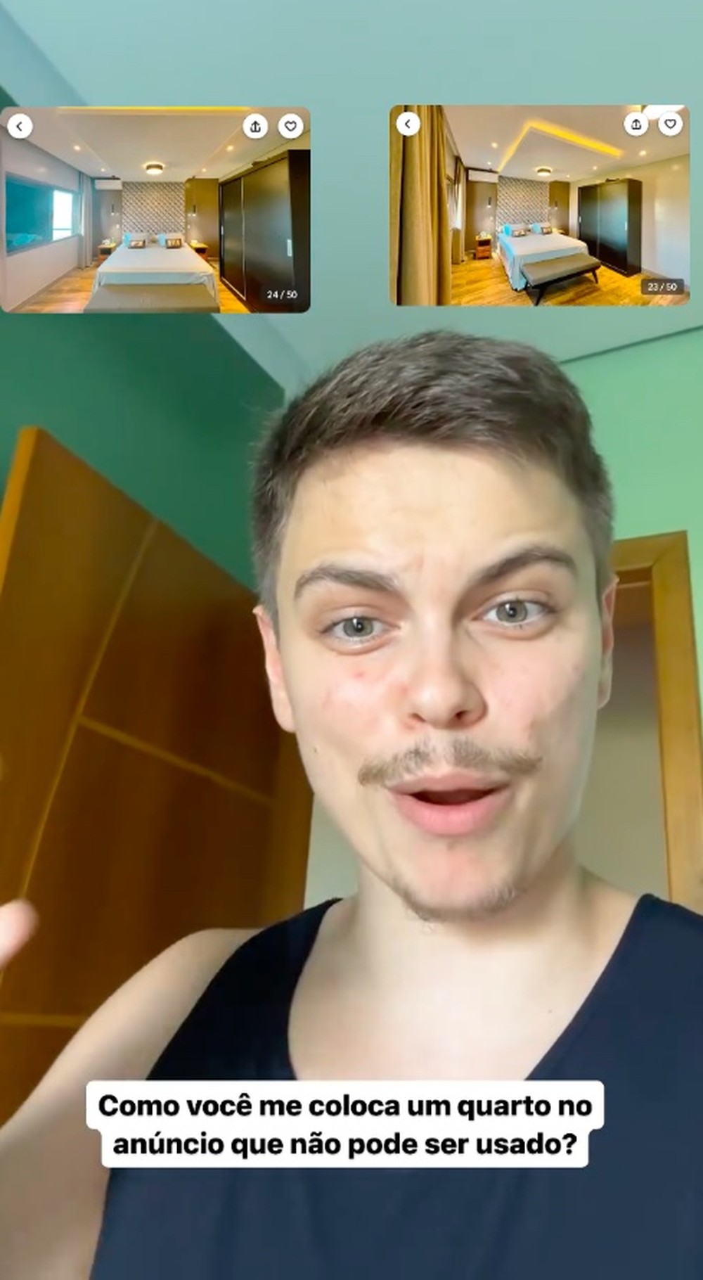 Influencer Bruno Lima aluga casa para viagem em família e descobre que quarto principal está ...